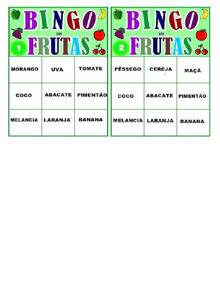 Bingo Das Frutas | PDF