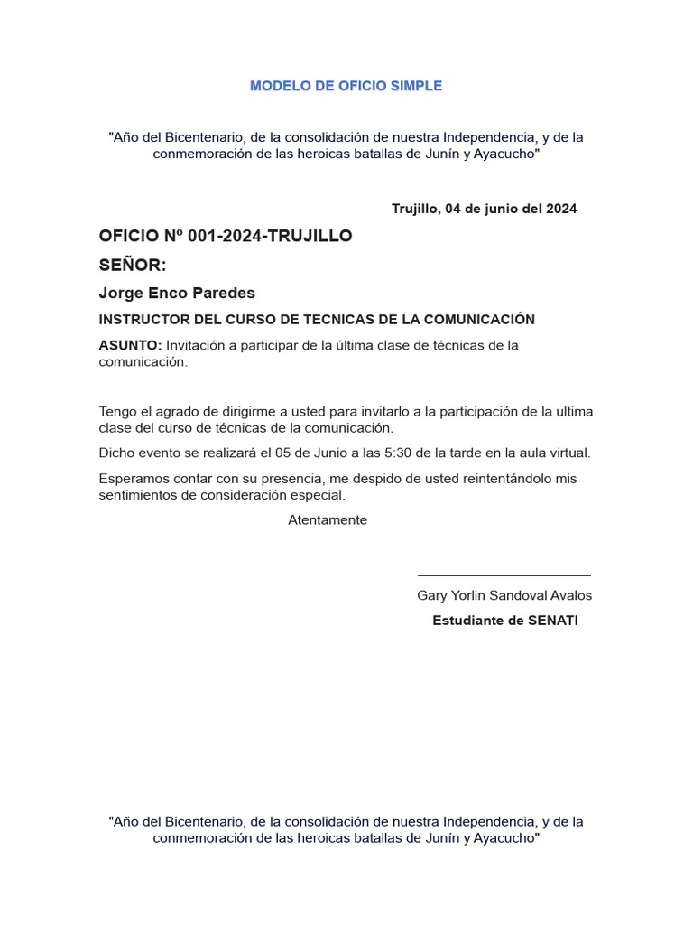 Modelo de Oficio Simple y Multiple | PDF