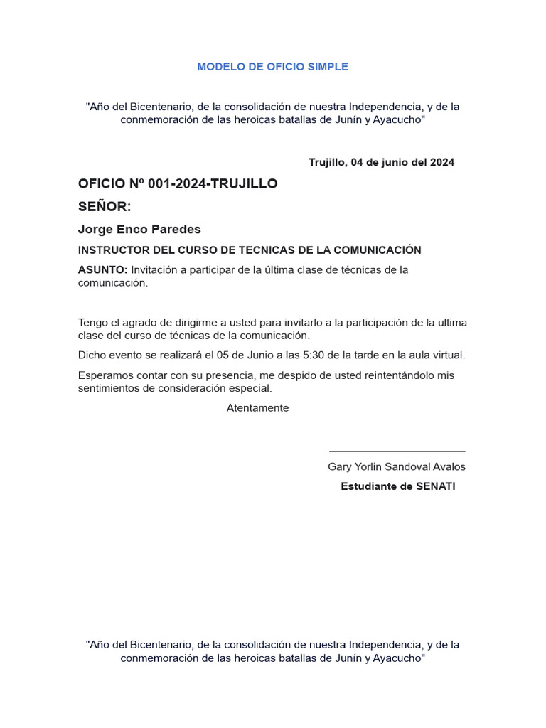 Modelo de Oficio Simple y Multipl | PDF