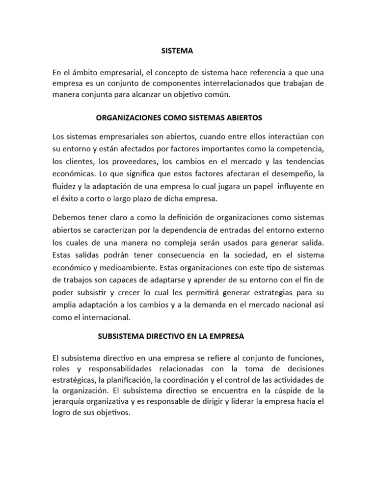 La Empresa Como Sistema | PDF | Business | Planificación