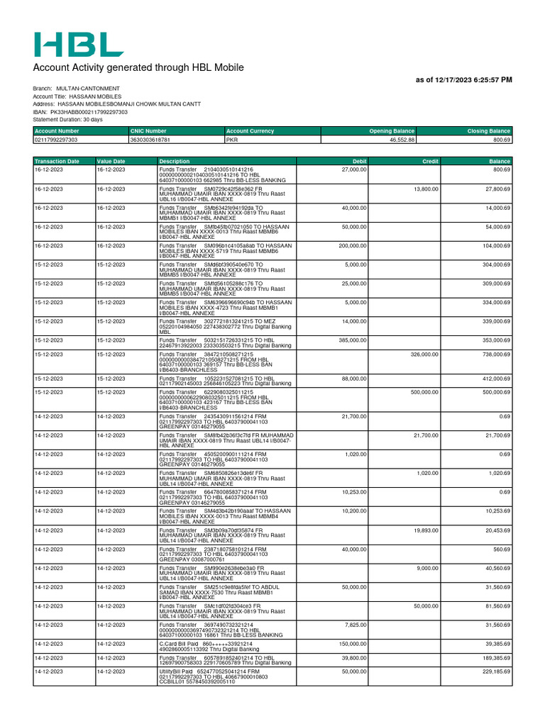Account Statement 17-12-2023T18 25 58 | PDF | Financial Technology ...