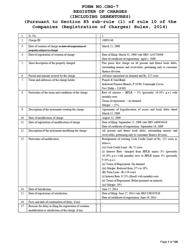 Register of Charges | PDF | Debt | Interest