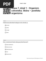 Klasa 7, Dział 1 - Organizm Człowieka. Skóra - Powłoka Organizmu - WYPEŁNIONY | PDF
