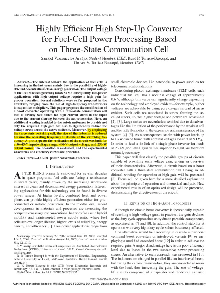Highly Efficient High Step-Up Converter For Fuel-Cell Power Processing Based On Three-State ...