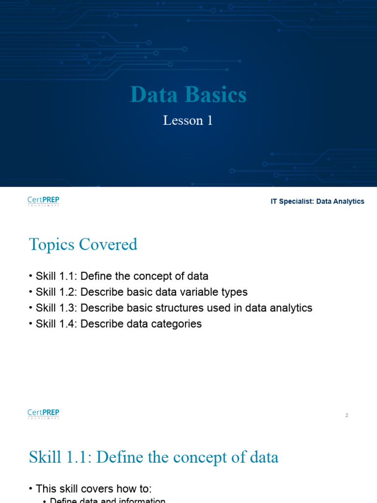 CertPREP Instructor PPT ITDataAnlytics 01 | PDF | Data Type | Variable ... CertPREP Instructor PPT ITDataAnlytics 01 | PDF | Data Type | Variable ...