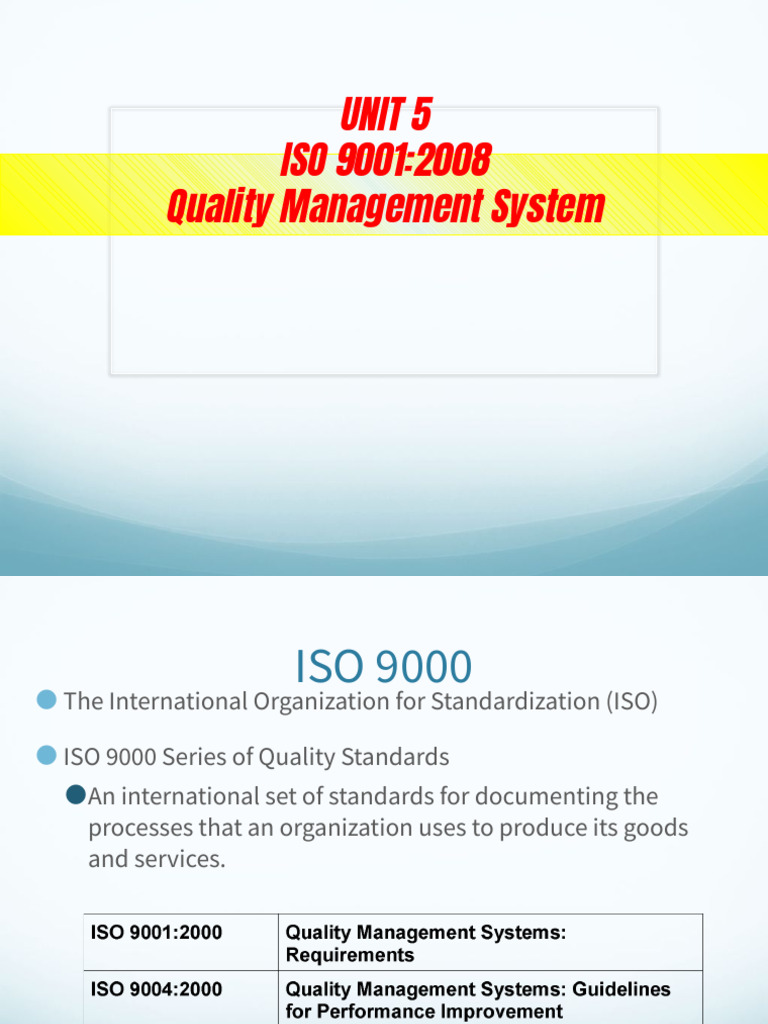 Unit 5 - IsO 9000 QMS | PDF | Iso 9000 | Audit