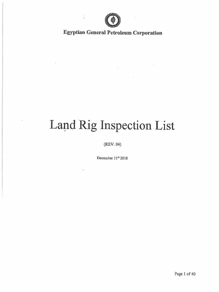 Updated EGPC - Land Rig Inspection Checklist | PDF