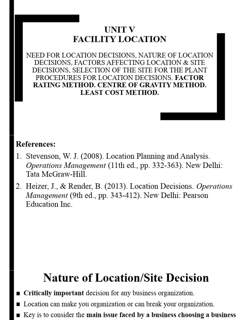 Unit V Facility Location | PDF | Economies | Business Economics Unit V Facility Location | PDF | Economies | Business Economics