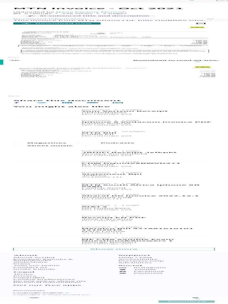 MTN Invoice - Oct 2021 Download Free PDF Invoice Payments | PDF ...