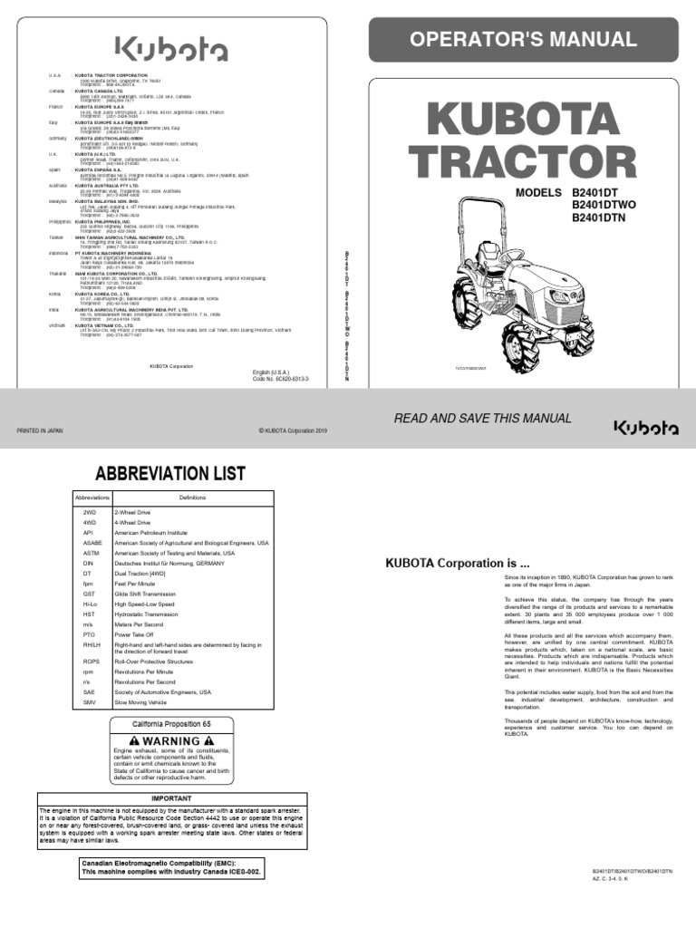 B2401 Ops | PDF | Tractor | Mechanical Engineering