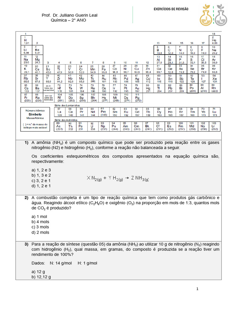 Balanceamentos Estequiometrica | PDF | Combustão | Natureza