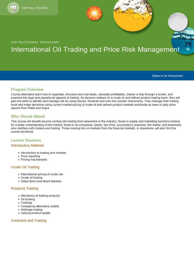 International Oil Trading and Price Risk Management: Program Overview ...
