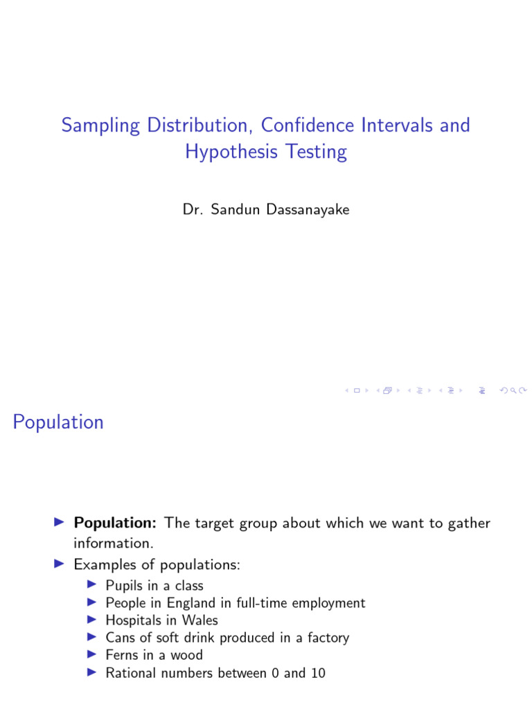 Sampling Distribution CI HyT | PDF | Estimator | Confidence Interval