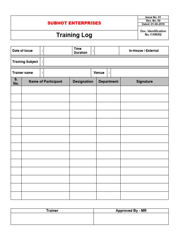 F.HR 02 Training Record | PDF