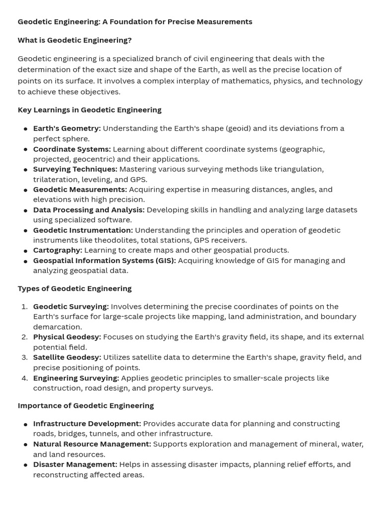 Geodetic Engineering | PDF | Geodesy | Surveying