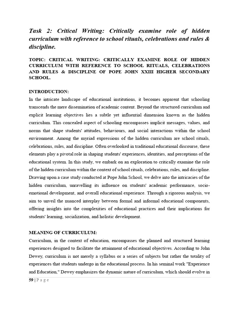 Examining Hidden Curriculum in Schools | PDF | Curriculum | Learning