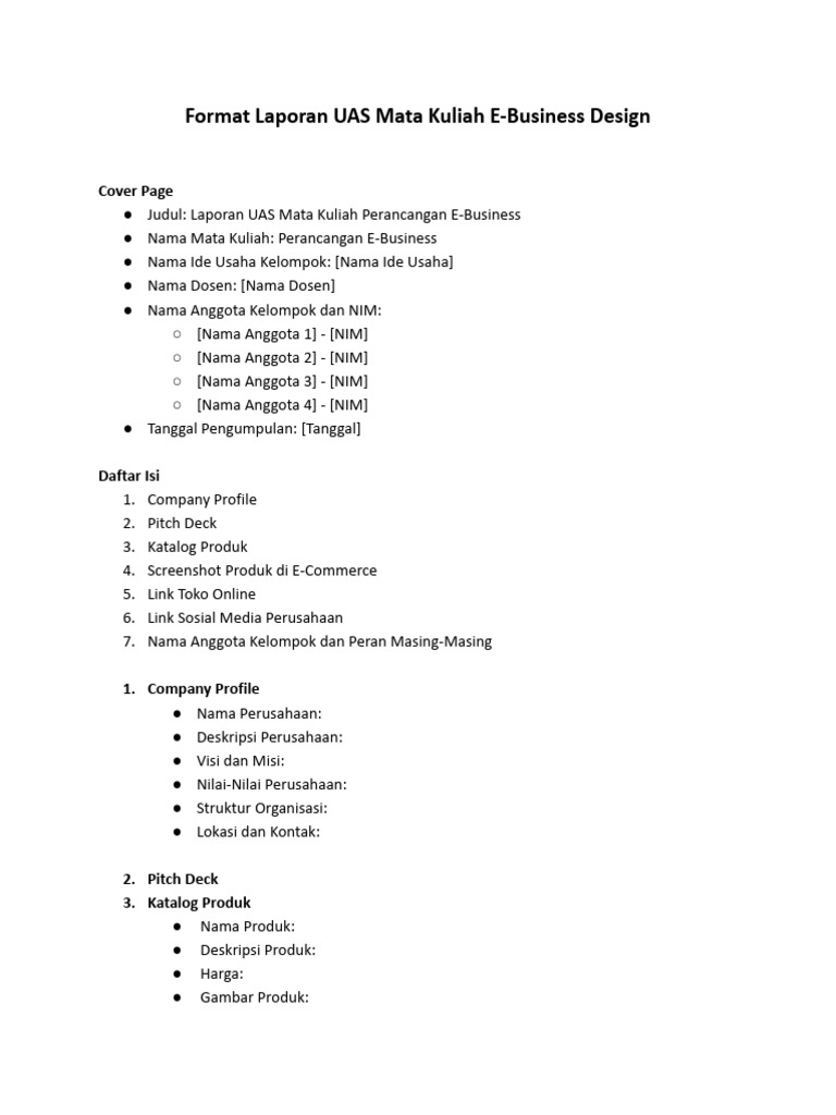 Format Laporan UAS E-Business Design | PDF | Karier & Perkembangan