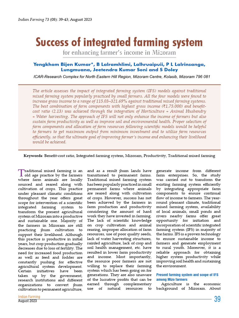 Integrated Farming System | PDF | Agriculture | Farms