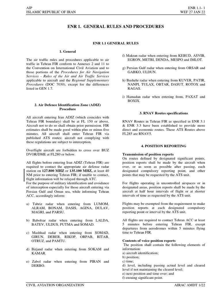 ENR 1-1 | PDF | Air Traffic Control | Transponder (Aeronautics)