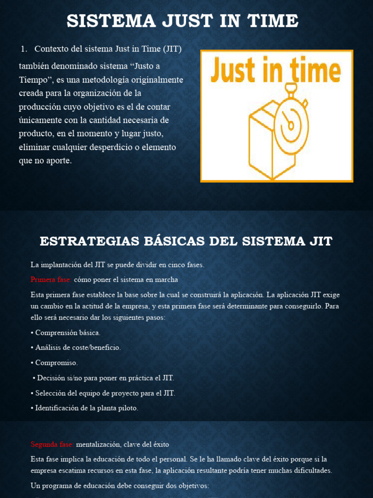 Estrategias del Sistema Just in Time (JIT) | PDF | Lean Manufacturing ...