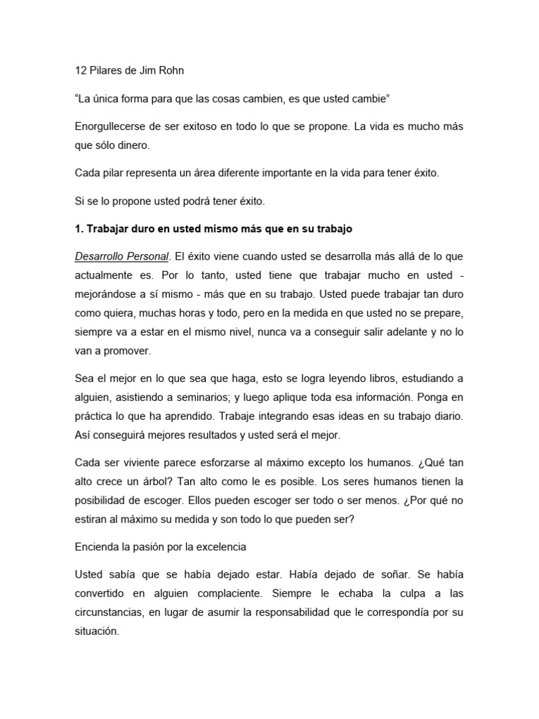 12 Pilares Jim Rohn | PDF | Liderazgo | Alma
