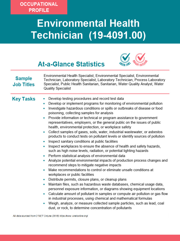 Environmental Health Technician | PDF | Environmental Health | Laboratories