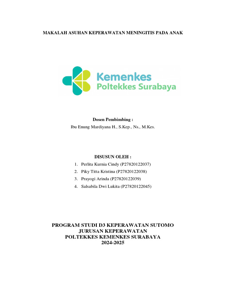 Kelompok 2 - Askep Anak Meningitis | PDF | Sains & Matematika