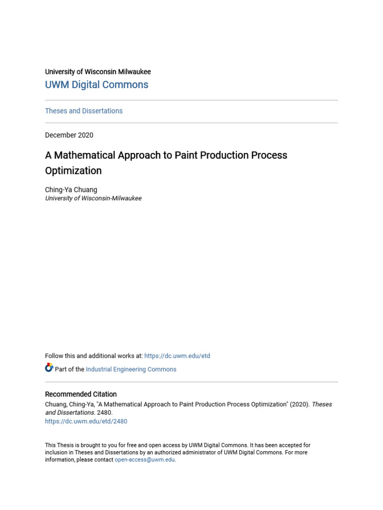 A Mathematical Approach To Paint Production Process Optimization | PDF | Linear Programming ...