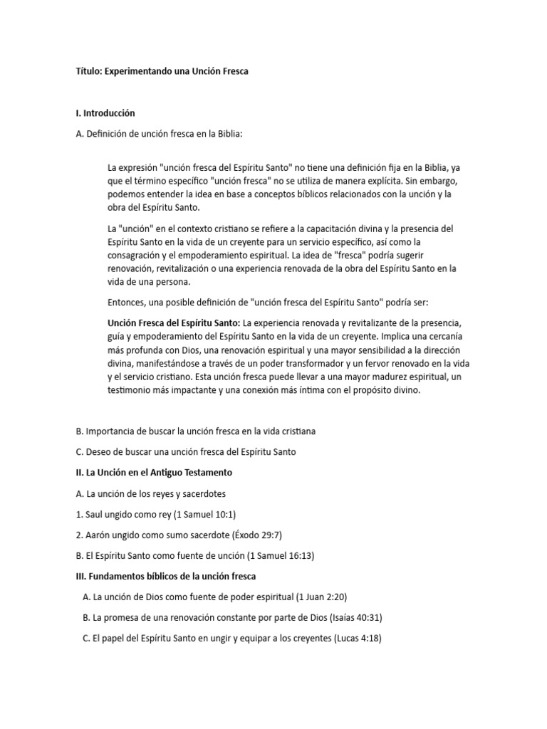 uncion fresca | PDF | La unción | espíritu Santo