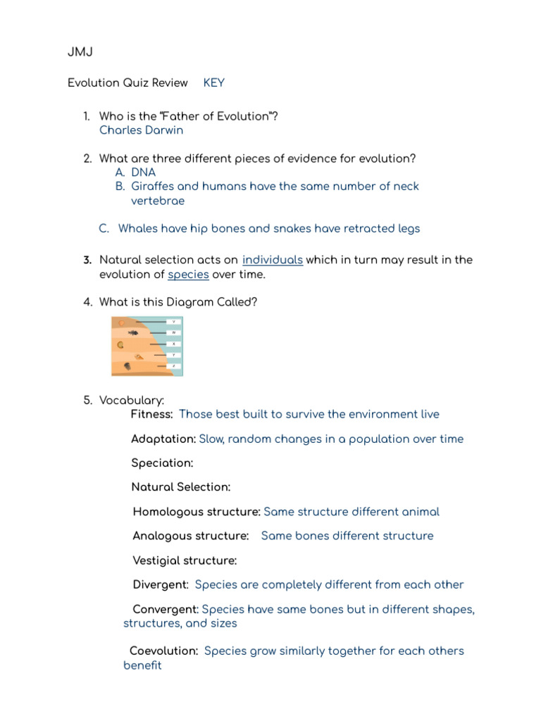 Evolution Quiz Review | PDF