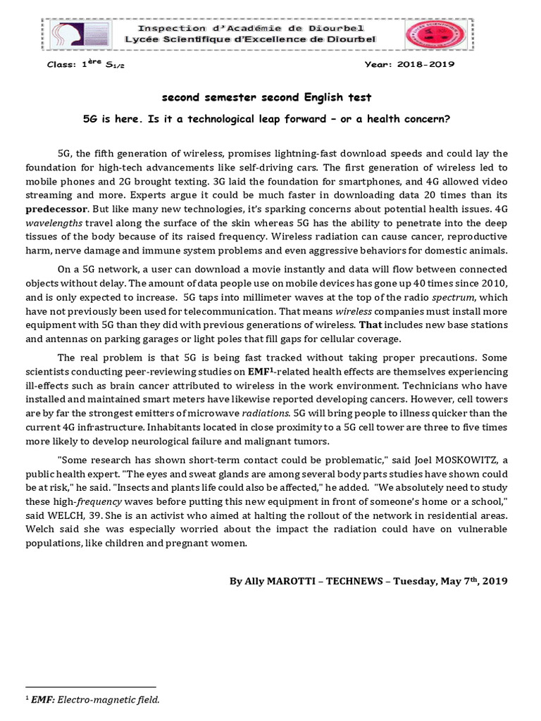 2nd Semester 1ere Exam 5G Is Here | PDF | Wireless | Information And Communications Technology