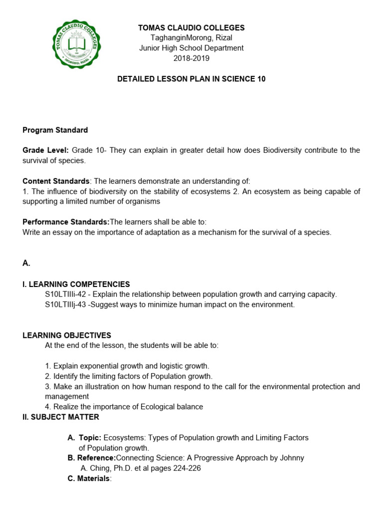 Ecosystem Lesson Plan | PDF | Learning | Ecosystem