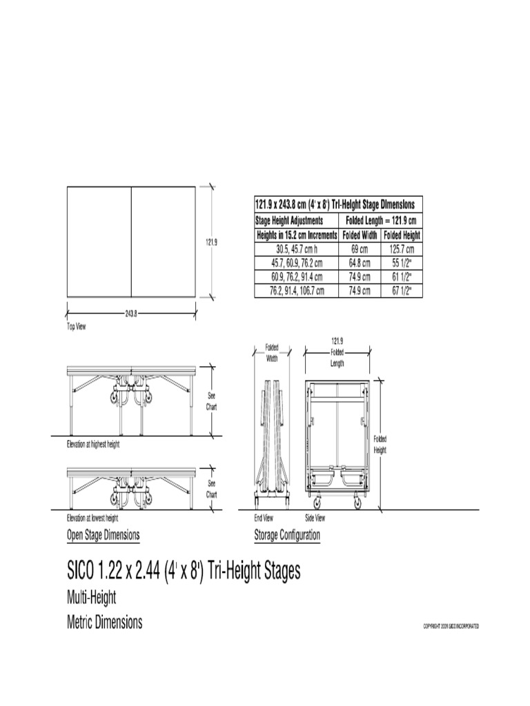 SICO Tri-Height Stage Metric Dimensions | PDF