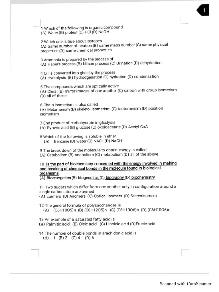 Biochemistry Mcqs With | PDF
