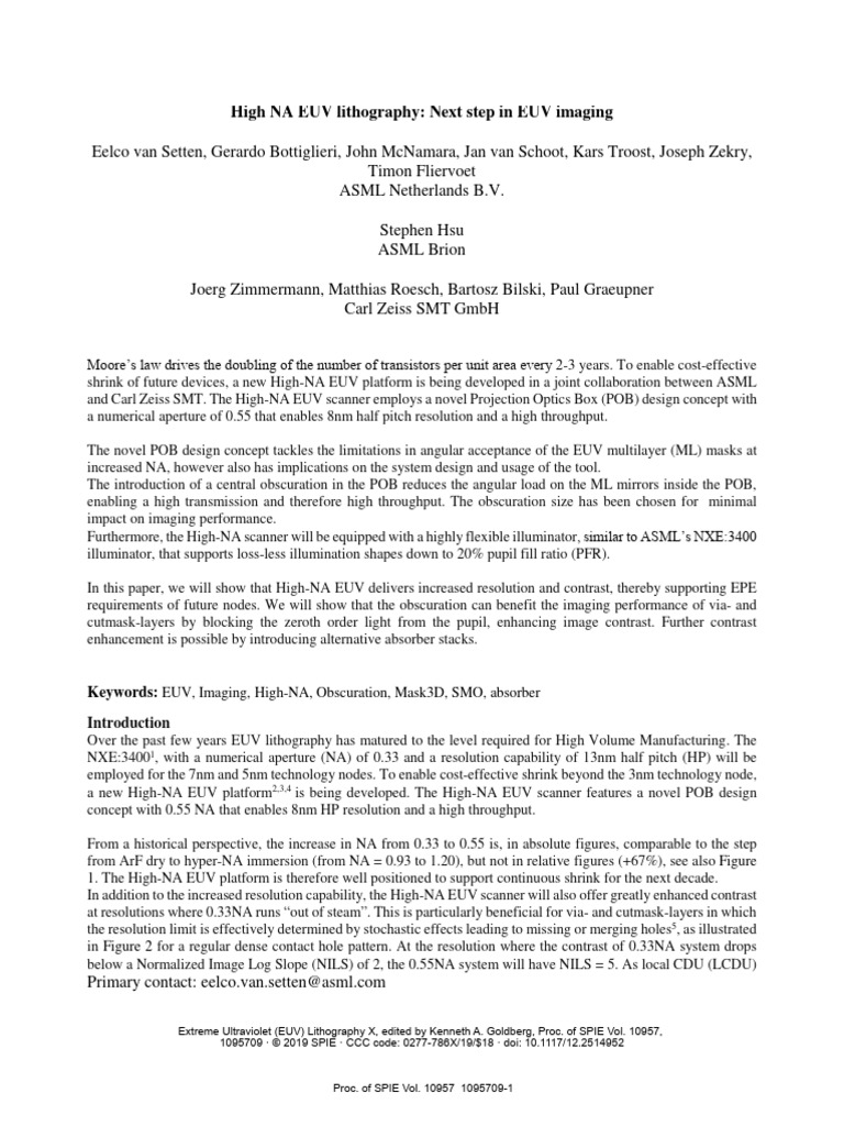High Na Euv | PDF | Photolithography | Electromagnetic Radiation