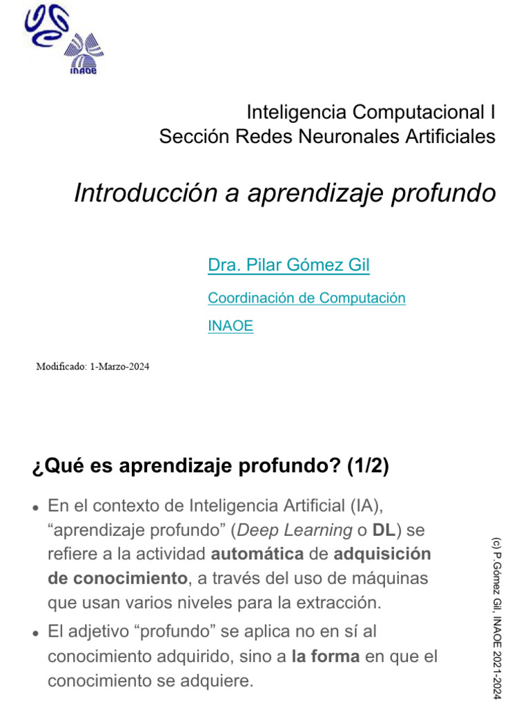 Introduccion Al Aprendizaje Profundo | PDF | Aprendizaje profundo | Inteligencia