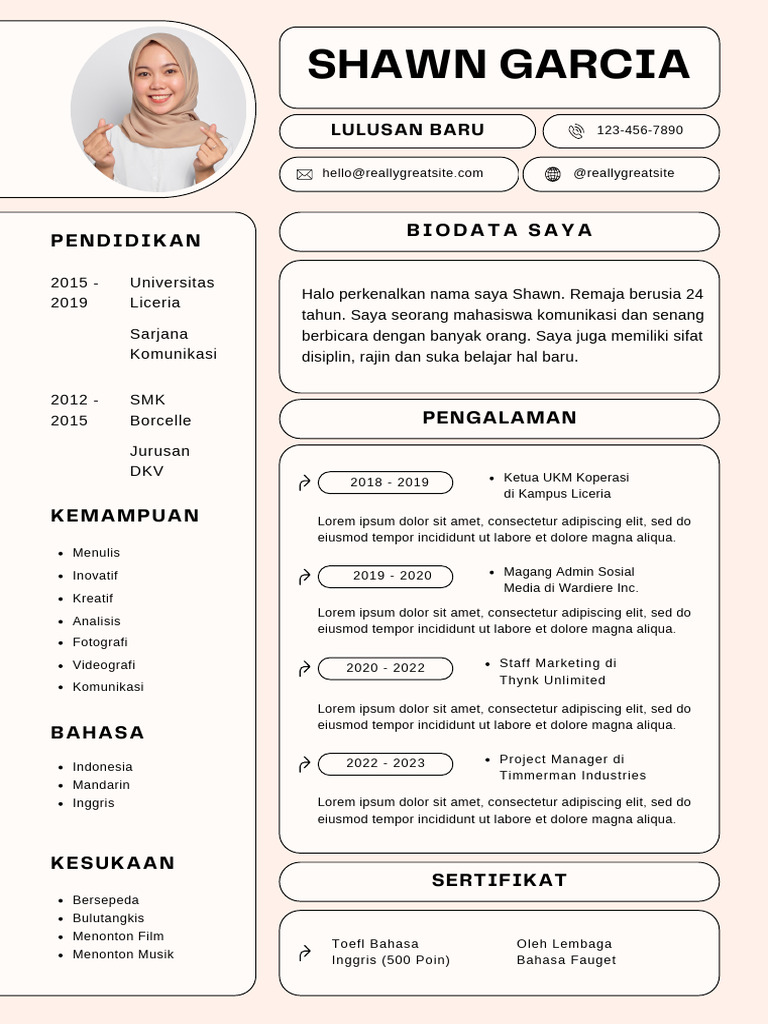 Krem Profesional CV Kerja Lulusan Baru Resume PDF | PDF