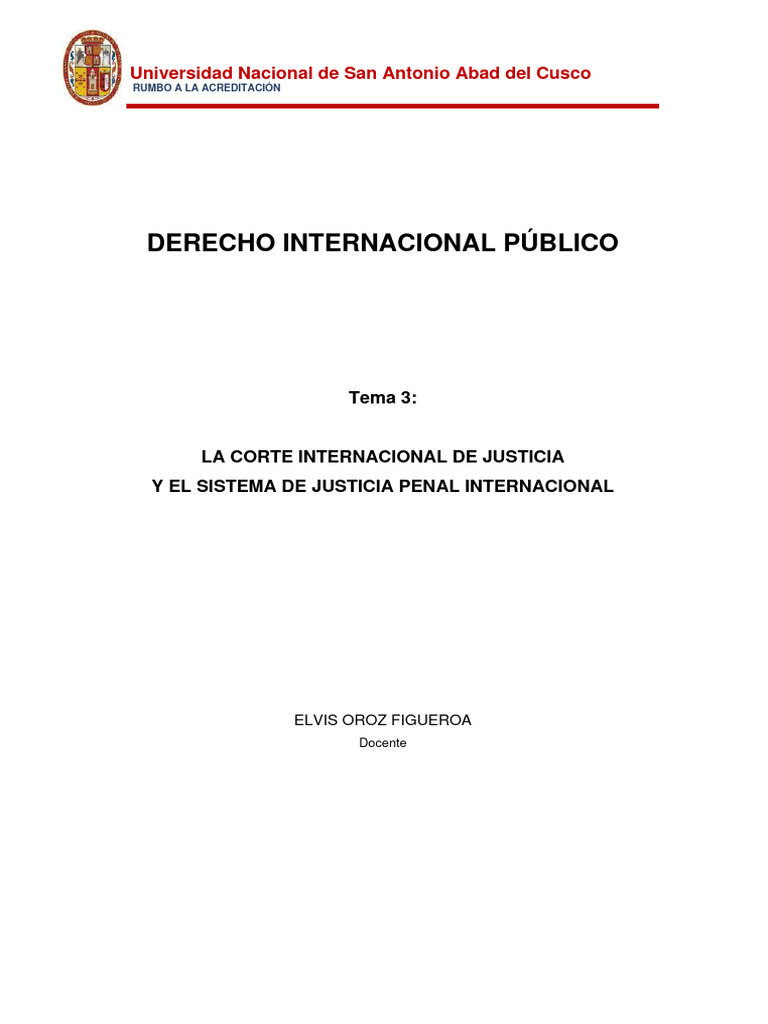 La Corte Internacional de Justicia y El Sistema de Justicia Penal Internacional | PDF | Derecho ...