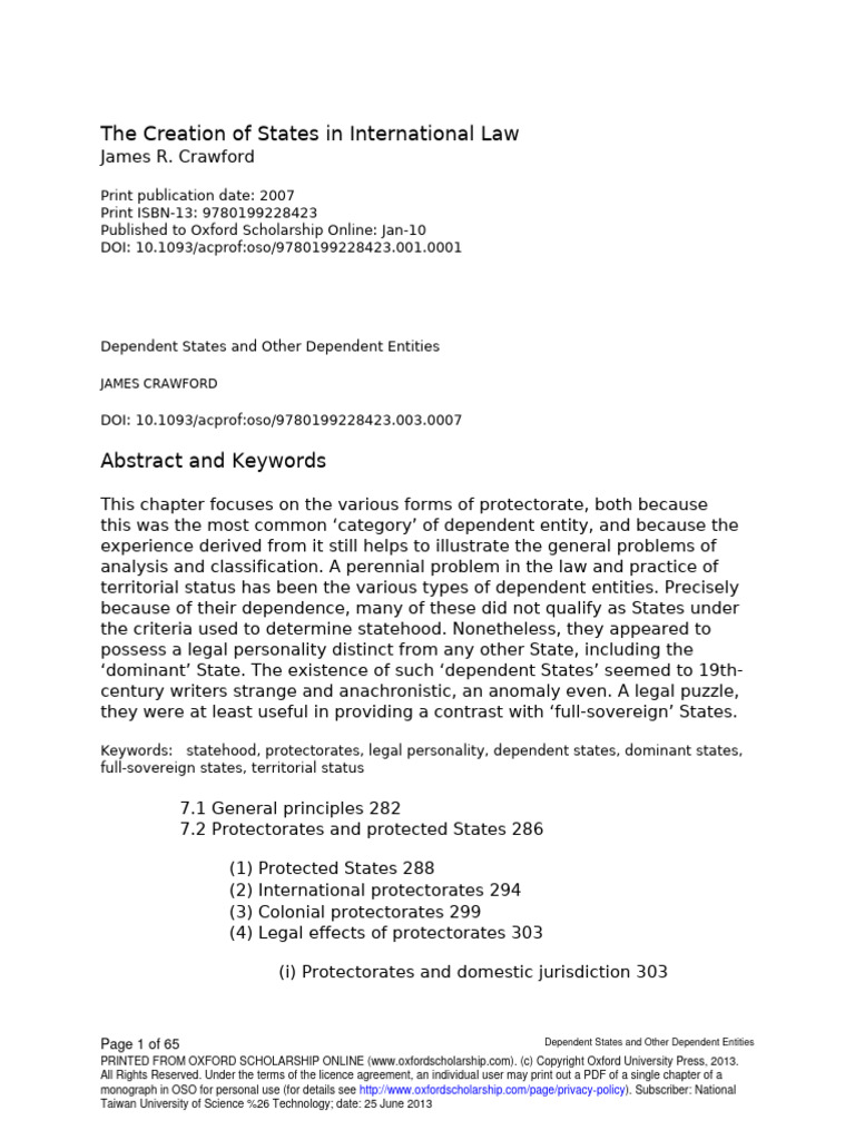 Dependent States and Other Dependent Entities | PDF | Treaty ...