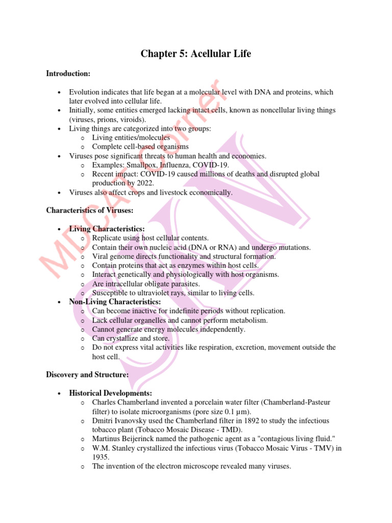 Chapter 5. Acellular Life Key Points From New STB Books Prepared by SKN ...