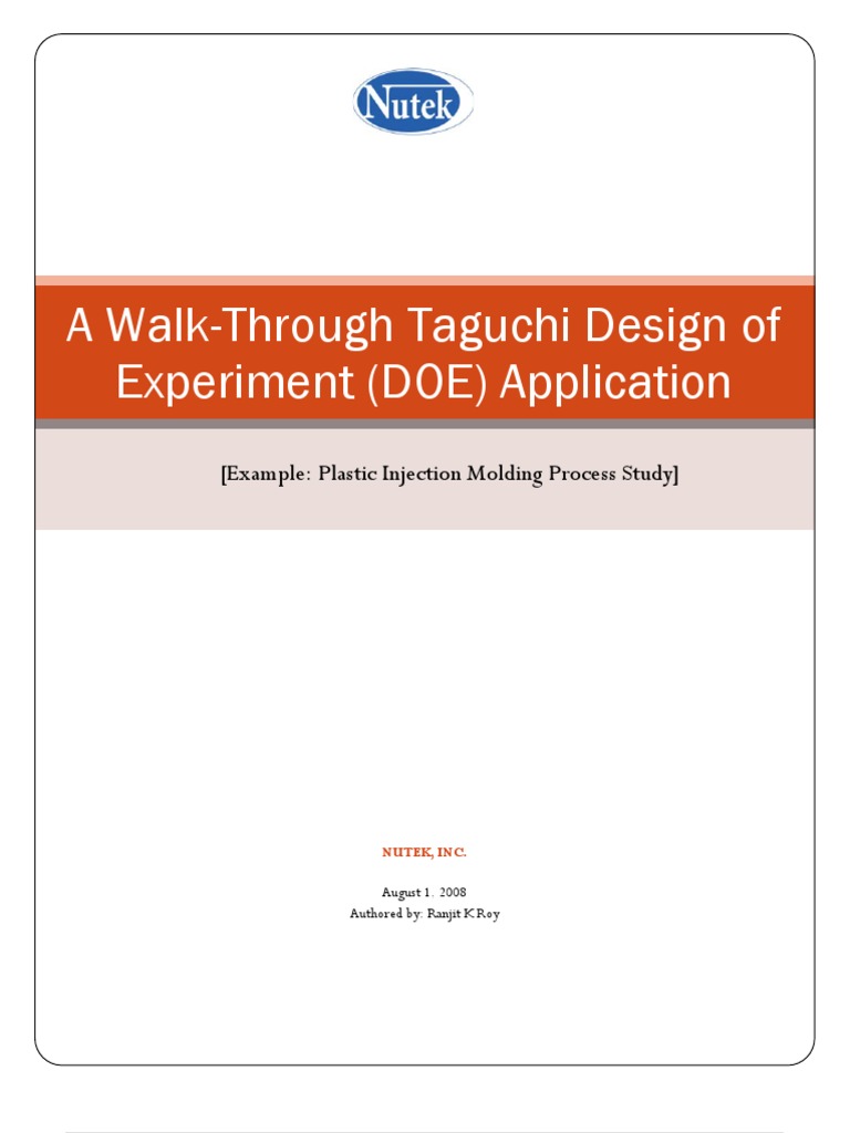 Taguchi DOE for Injection Molding | PDF | Design Of Experiments ...