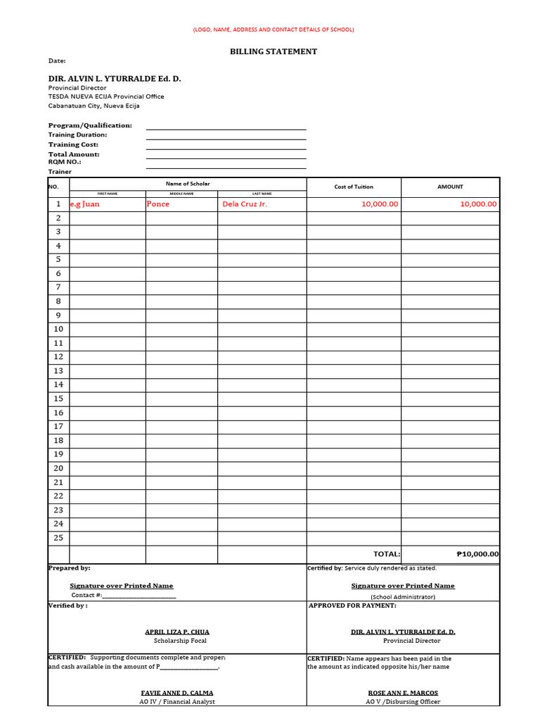 Billing Statement 1 Fbs | PDF | Business | Economies