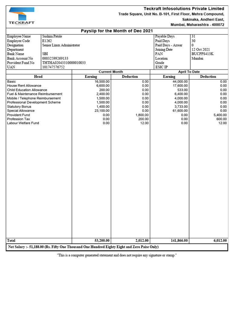 Payslip_Dec_2021 | PDF | Public Finance | Economies