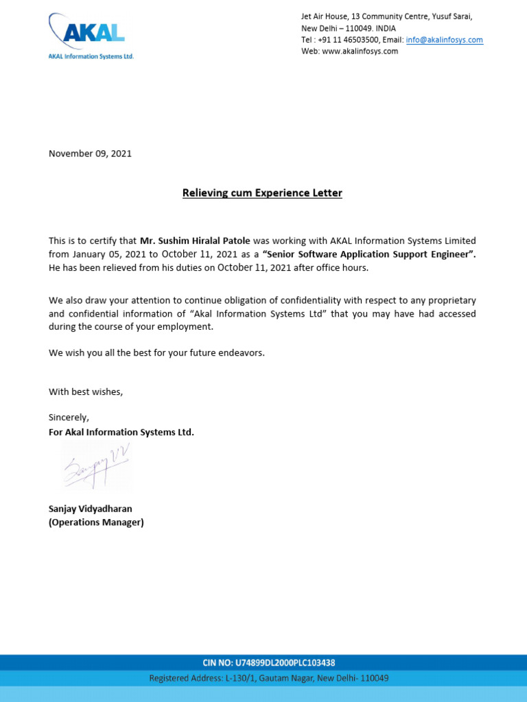 Akal Exp Letter | PDF