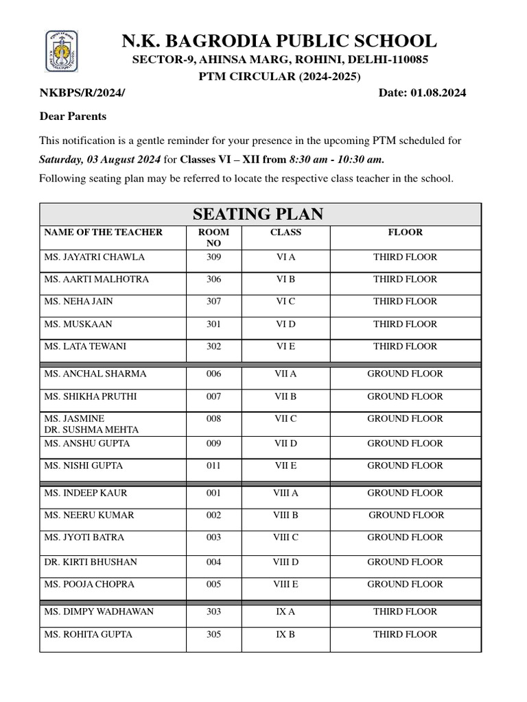 PTM Reminder for Parents | PDF