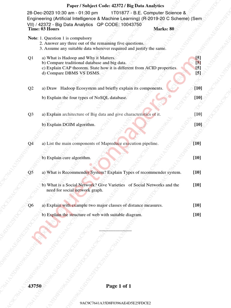 Be - Computer Engineering Aids - Semester 7 - 2023 - December - Big Data Analytics Rev 2019 C ...