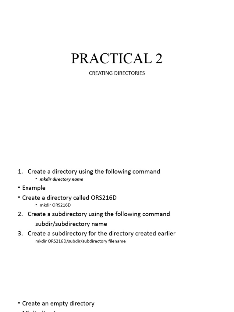 Practical 2 Creating Directories Pdf