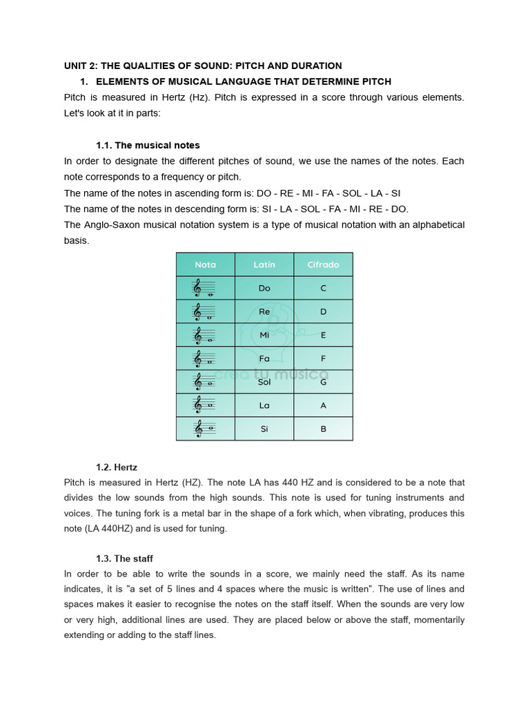 unit_2_ | PDF | Pitch (Music) | Tempo