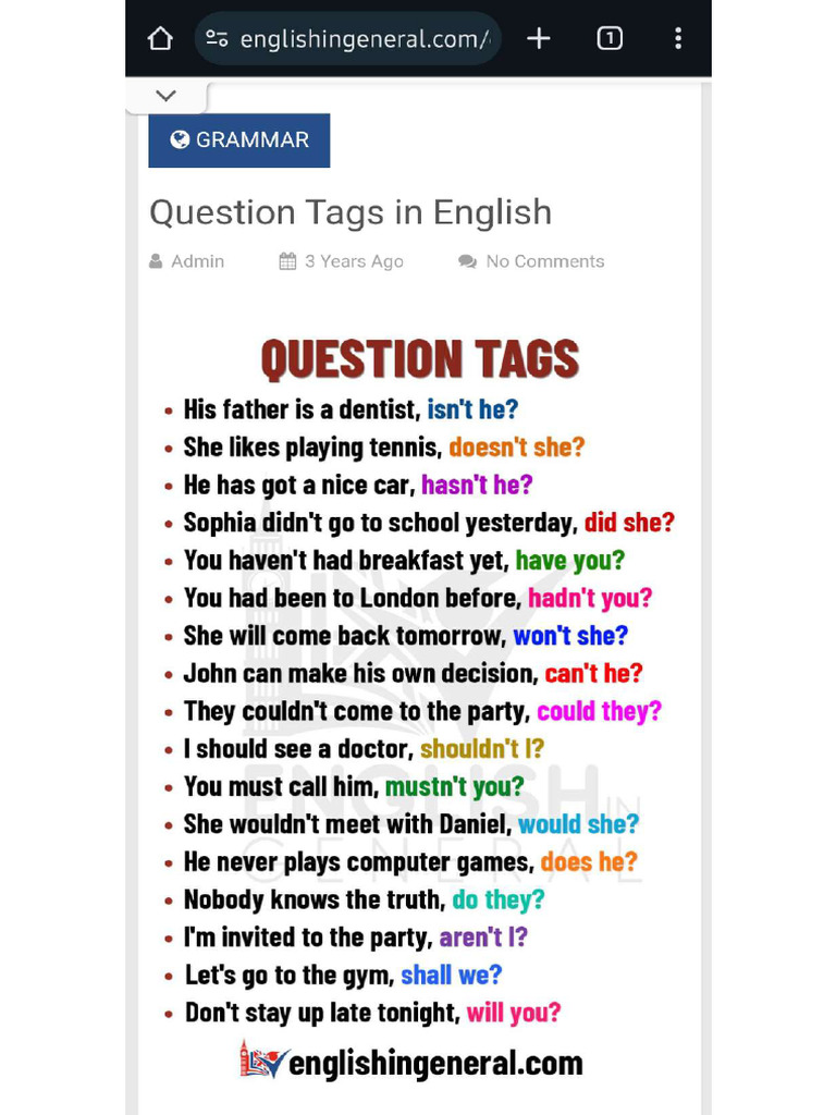Question Tags | PDF