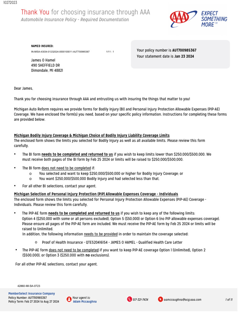 AAA Auto Insurance Policy Details | PDF | Insurance | Liability Insurance